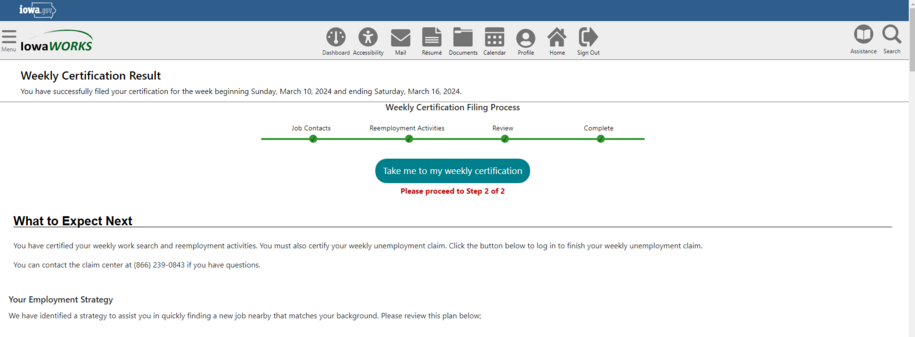 Complete My Weekly Reemployment Activities | Iowa Workforce Development